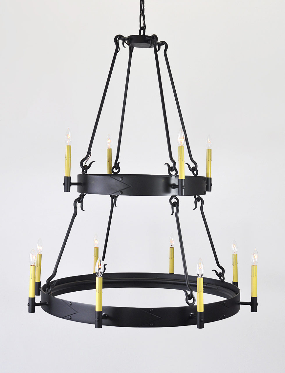 Wrought Iron Chandelier CH028 Two Tier | Unique Iron Lighting